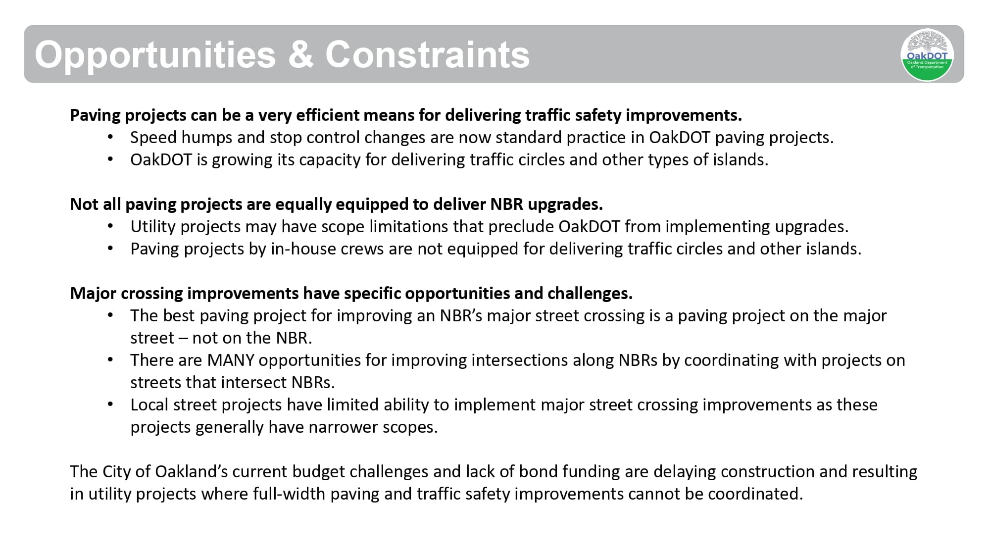 Neighborhood Bike Routes Paving Coordination Update – Oakland BPAC Blog